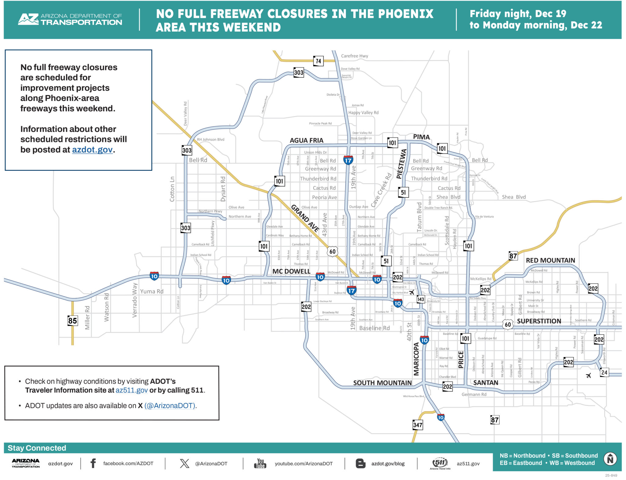 Weekend Freeway Travel Advisory – Dec. 19-22 | North Central News